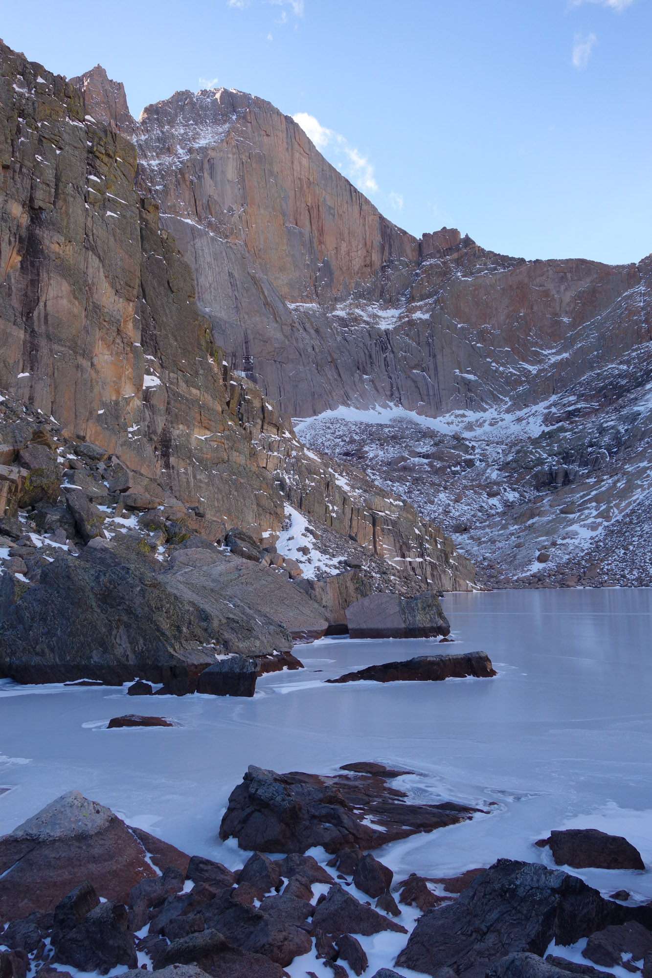 Chasm Lake, Snow-covered trail (~8.8 miles round trip, ~2600 ft gain ...